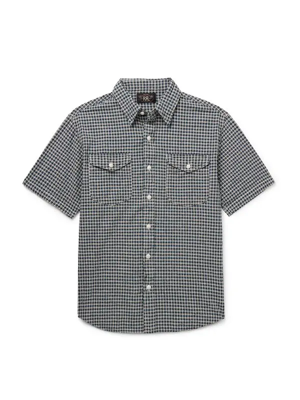Ralph Lauren Lee Checked Cotton And Linen-blend Shirt - Blue