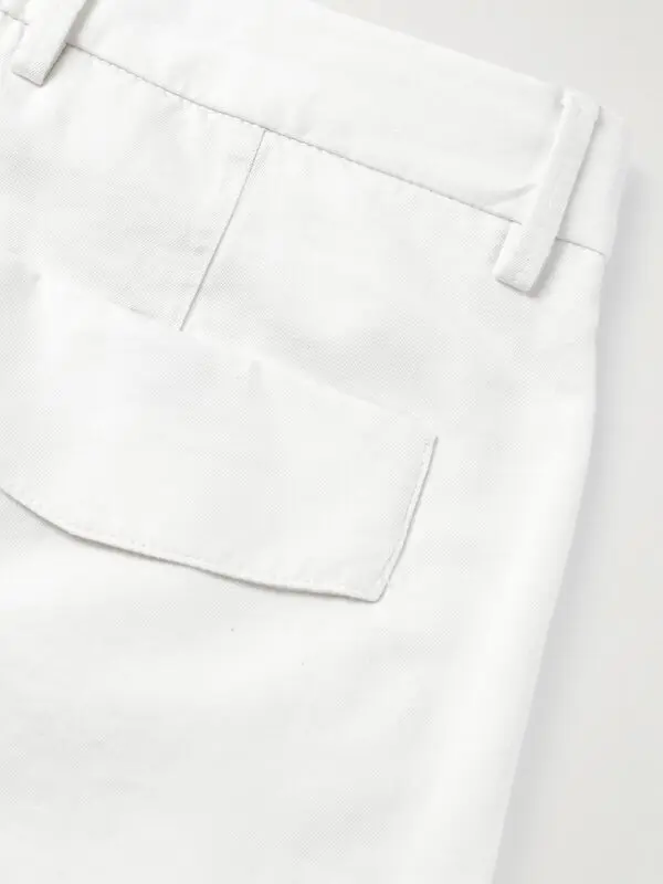 Zegna Straight-leg Pleated Cotton And Linen-blend Twill Shorts - White