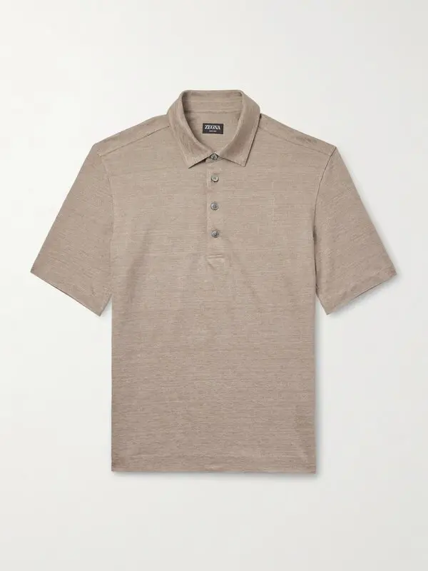Zegna Linen Polo Shirt - Neutrals