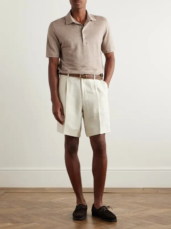 Zegna Linen Polo Shirt - Neutrals