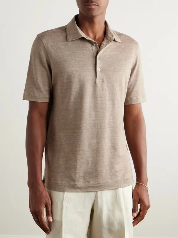 Zegna Linen Polo Shirt - Neutrals