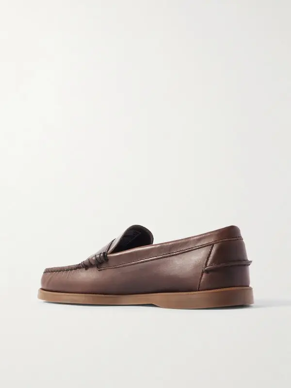 SEBAGO Dolphin Waxed-leather Penny Loafers - Brown