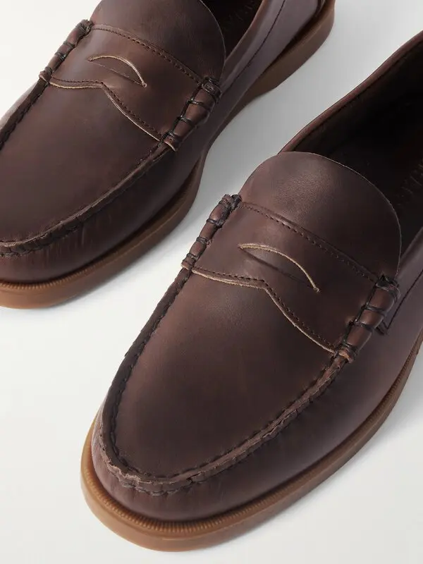 SEBAGO Dolphin Waxed-leather Penny Loafers - Brown