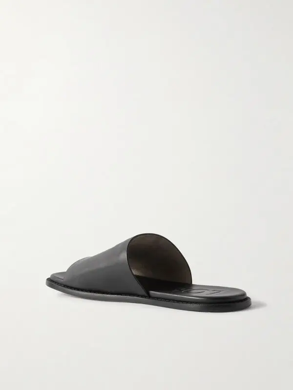 Loewe Paula's Ibiza Logo-debossed Leather Slides - Black