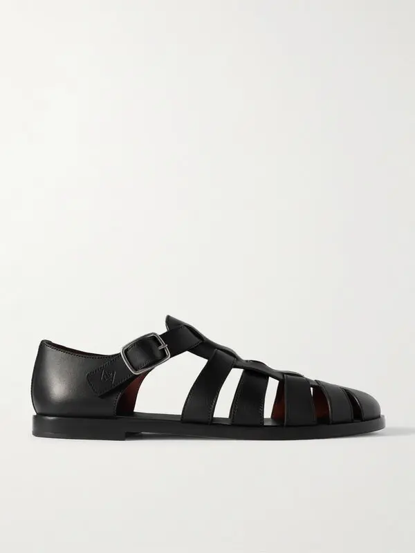 Loro Piana Maxime Walk Leather Sandals - Black