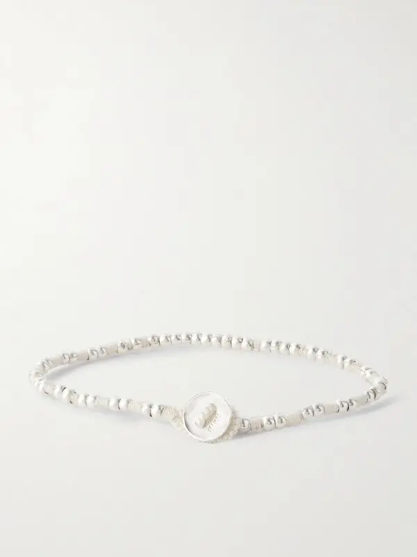 MIKIA Sterling Beaded Silk Cord Bracelet