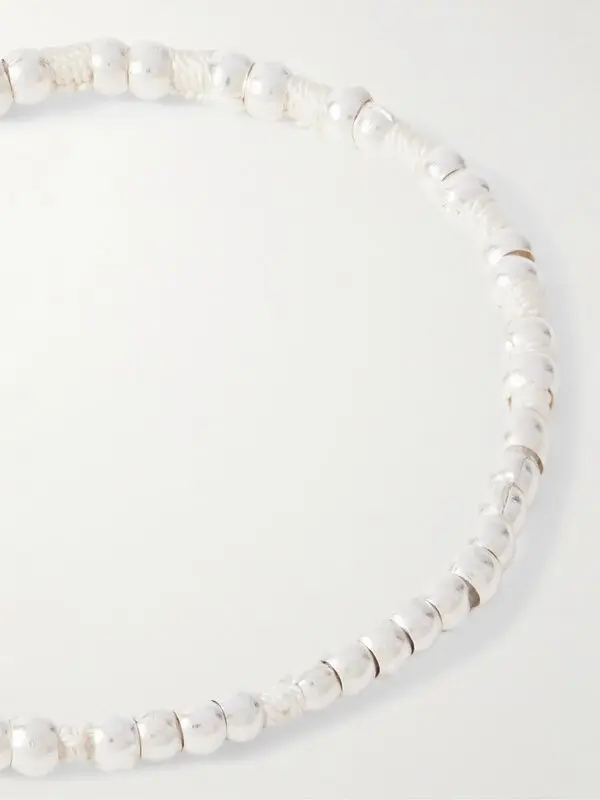 MIKIA Sterling Beaded Silk Cord Bracelet