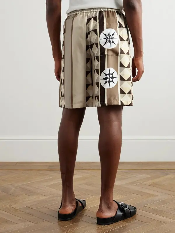 Loewe Straight-leg Printed Silk Shorts - Neutrals