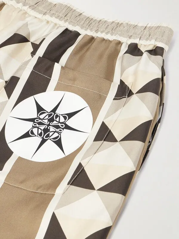 Loewe Straight-leg Printed Silk Shorts - Neutrals