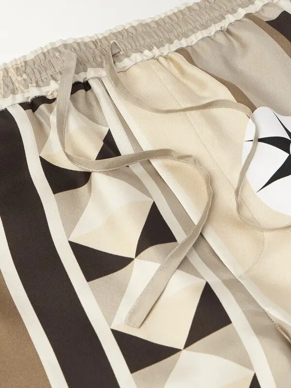 Loewe Straight-leg Printed Silk Shorts - Neutrals
