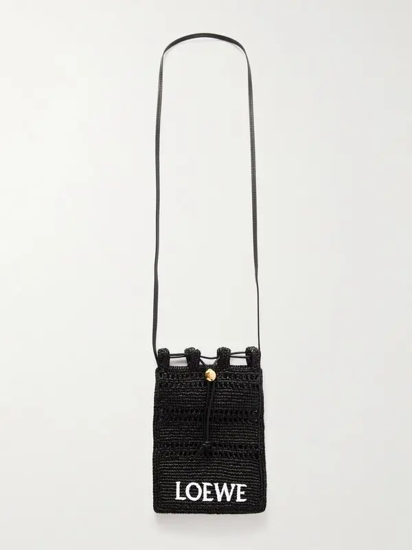 Loewe Raffia Messenger Bag - Black
