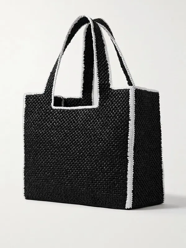 Loewe Paula’s Ibiza Logo-embroidered Raffia Tote Bag - Black