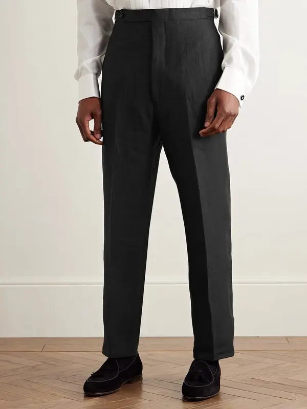 DE PETRILLO Slim-fit Linen Tuxedo Trousers