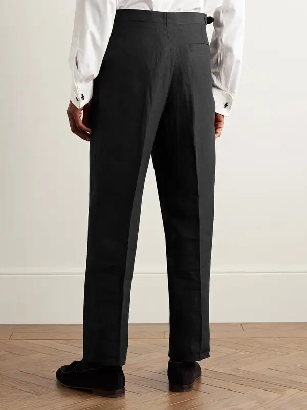 DE PETRILLO Slim-fit Linen Tuxedo Trousers