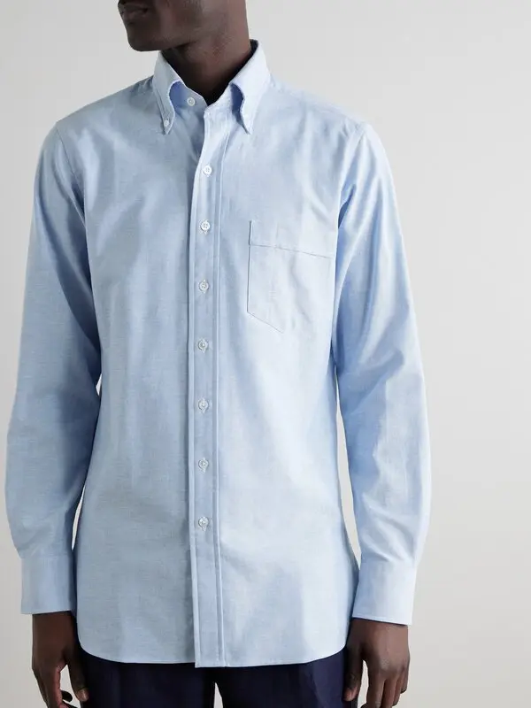 DRAKE'S Button-down Collar Cotton Oxford Shirt