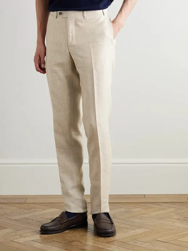 Canali Slim-fit Straight-leg Linen Suit Trousers