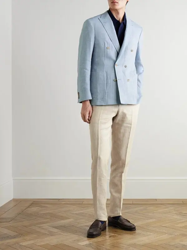 Canali Slim-fit Straight-leg Linen Suit Trousers - Neutrals