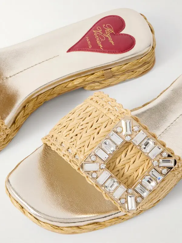 ROGER VIVIER 25 Crystal-embellished Raffia Sandals