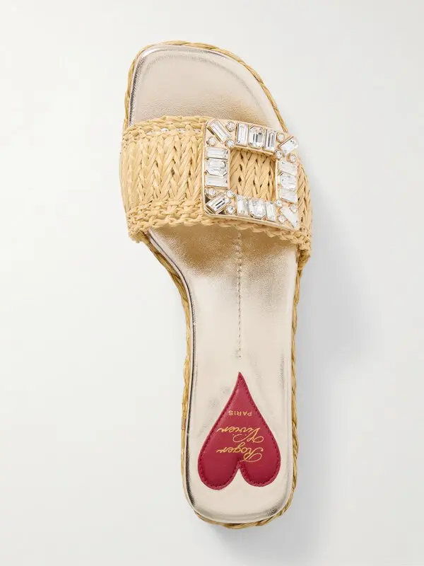 ROGER VIVIER 25 Crystal-embellished Raffia Sandals