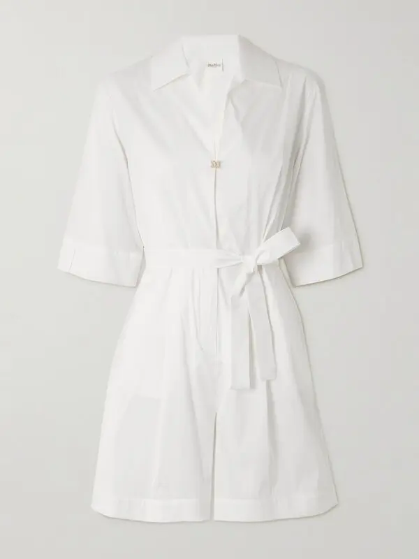 Max Mara Canard Cotton-blend Playsuit - White
