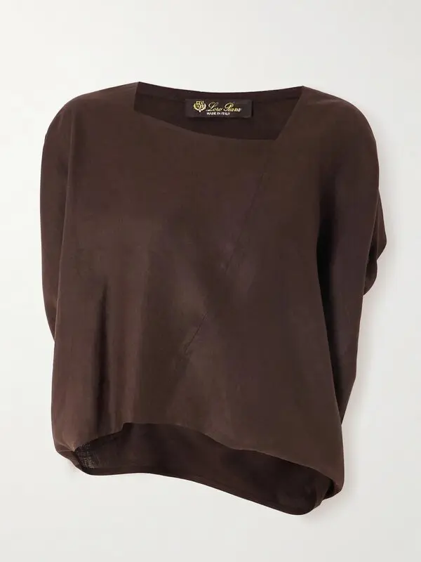 Loro Piana Gaia Asymmetric Linen Blouse - Brown
