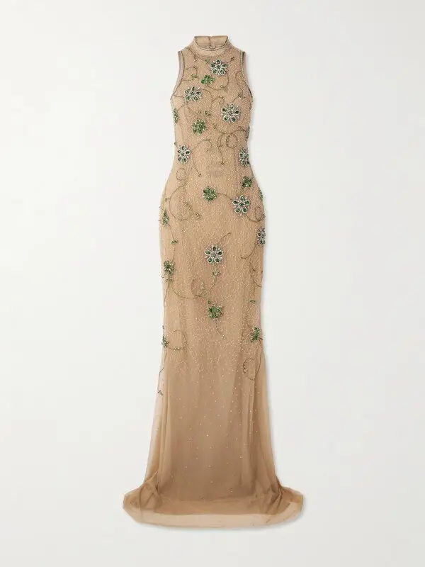 GEORGES HOBEIKA Bead And Crystal-embellished Gown