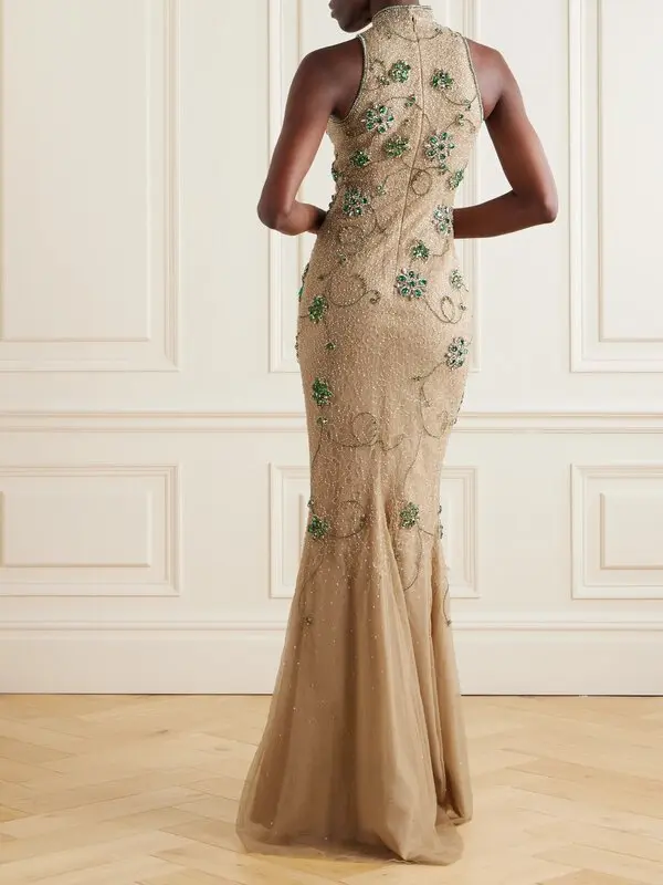 GEORGES HOBEIKA Bead And Crystal-embellished Gown