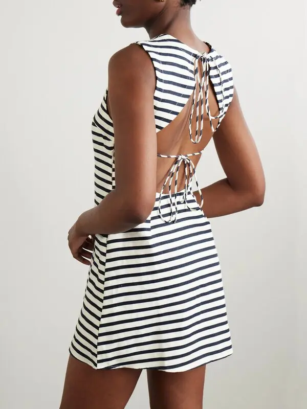Faithfull The Brand Julia Striped Linen Mini Dress - Blue
