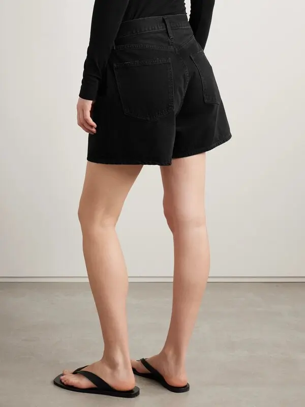 AGOLDE Rhoda Pleated Denim Shorts - Black