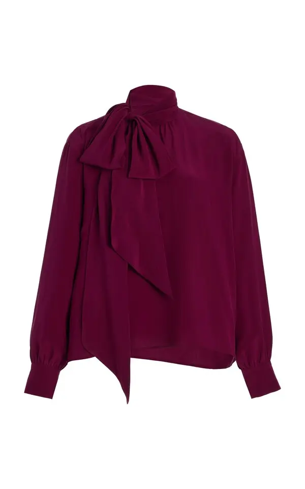 Prada Silk Tie-neck Blouse - Purple