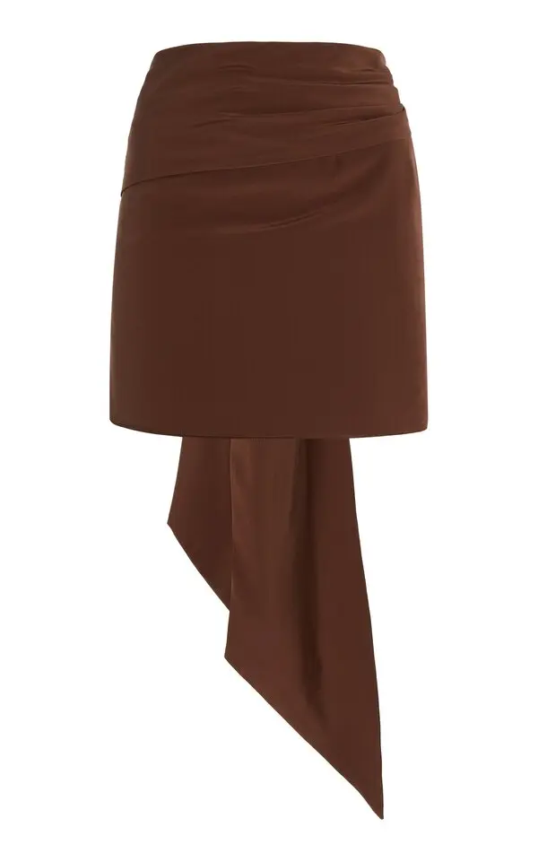 Prada Silk Crepe De Chine Mini Wrap Skirt - Brown