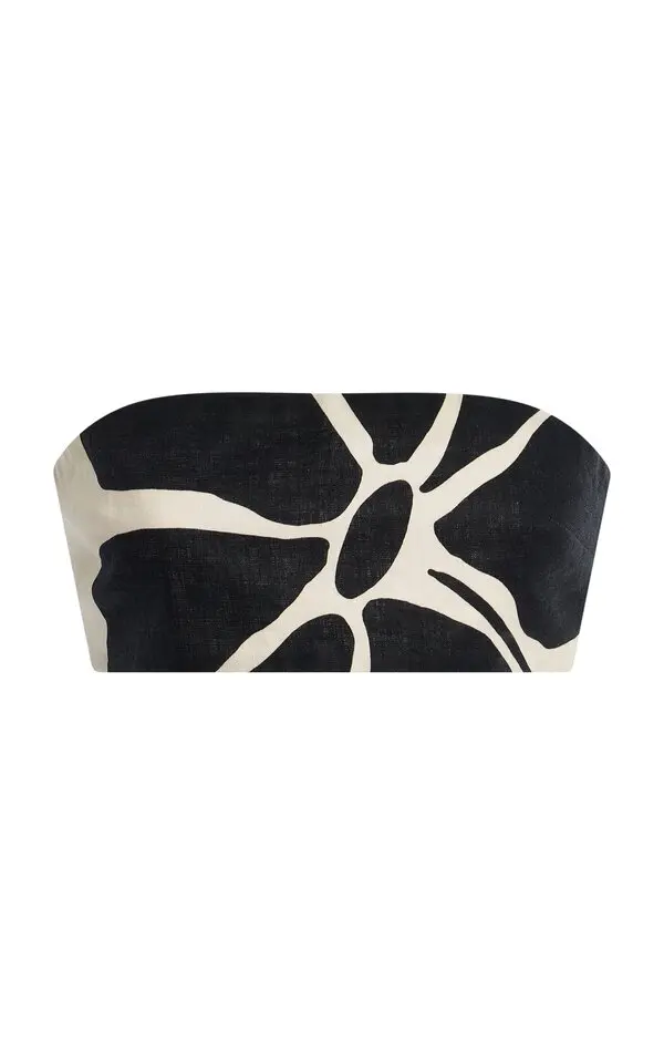 CALA DE LA CRUZ Santa Cruz Printed Bandeau Top - Black,white