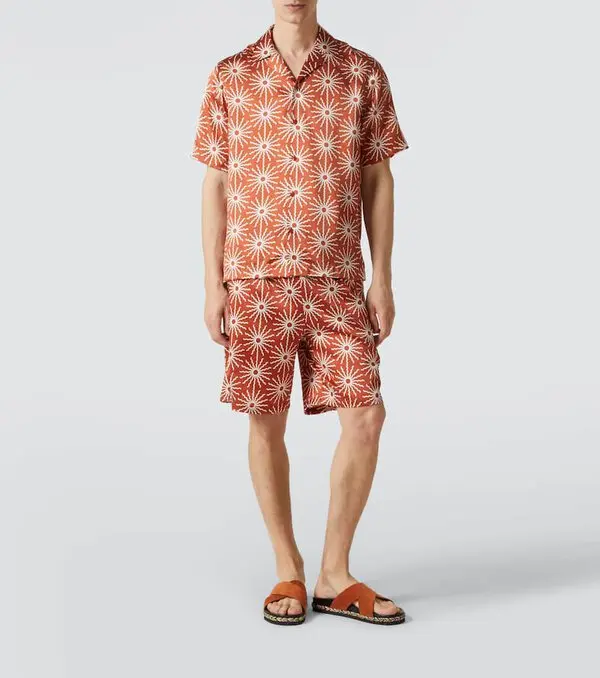 Frescobol Carioca Roberto Printed Silk Bowling Shirt