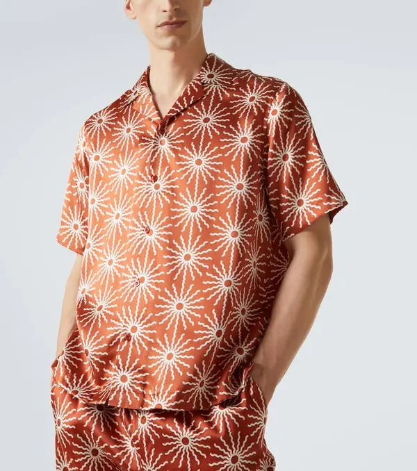 Frescobol Carioca Roberto Printed Silk Bowling Shirt