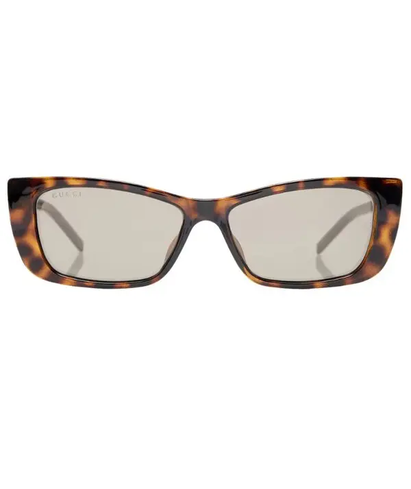 Gucci Embellished Rectangular Sunglasses - Brown