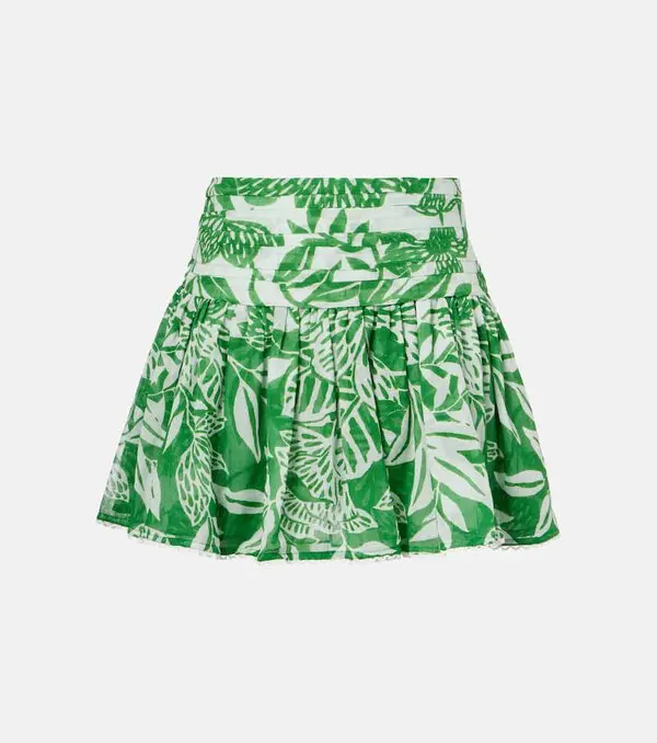 Poupette St Barth Colleen Floral Cotton Miniskirt - Green