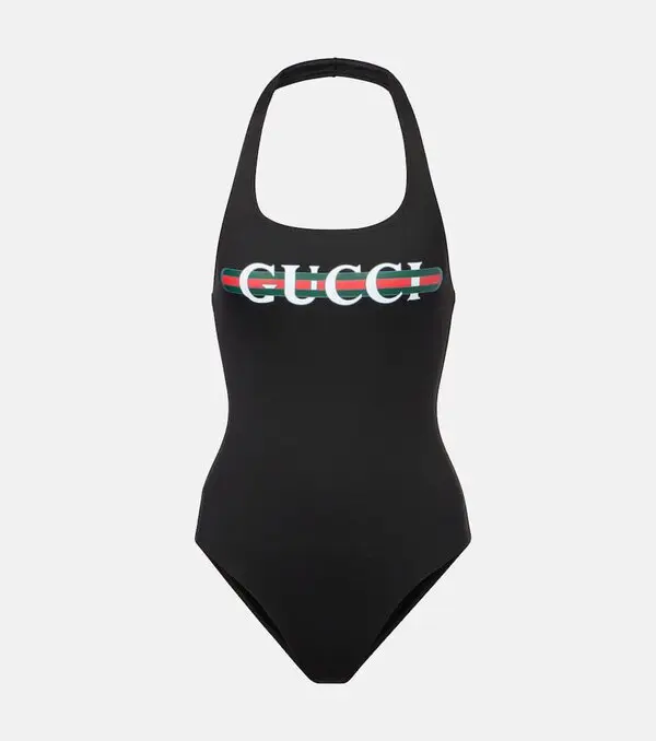 Gucci Web Stripe Halterneck Swimsuit - Black