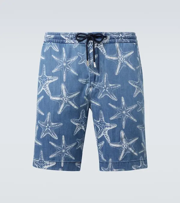 Vilebrequin Printed Denim Bermuda Shorts - Blue