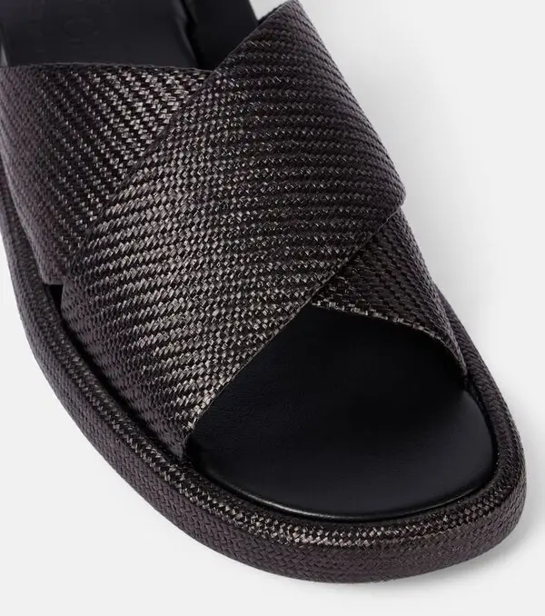 TOD'S Woven Leather-trimmed Sandals - Black
