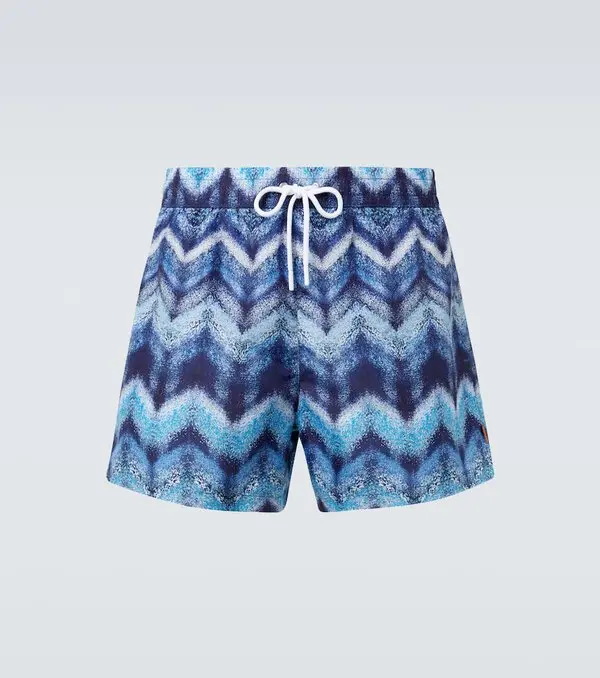 Missoni Zigzag Printed Swim Trunks - Blue