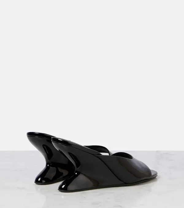 Alaïa Curve 75 Patent Leather Wedge Mules