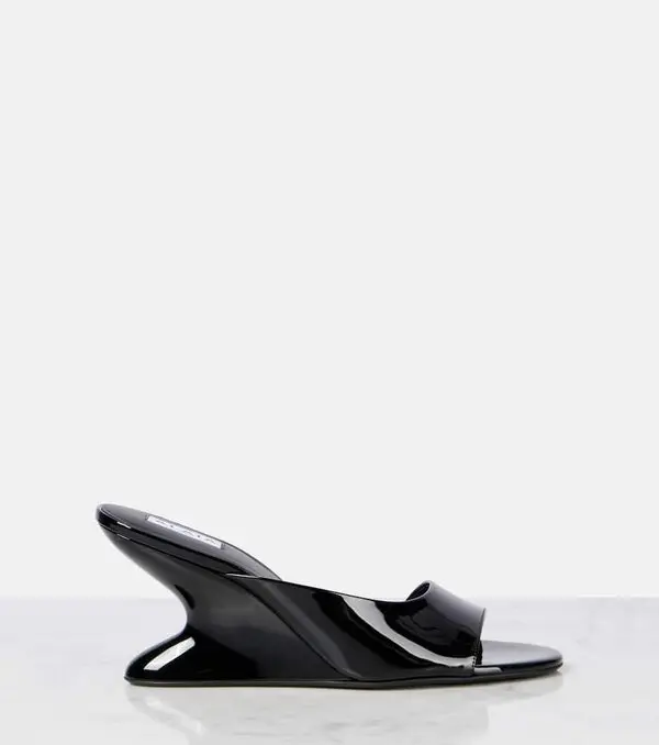 Alaïa Curve 75 Patent Leather Wedge Mules