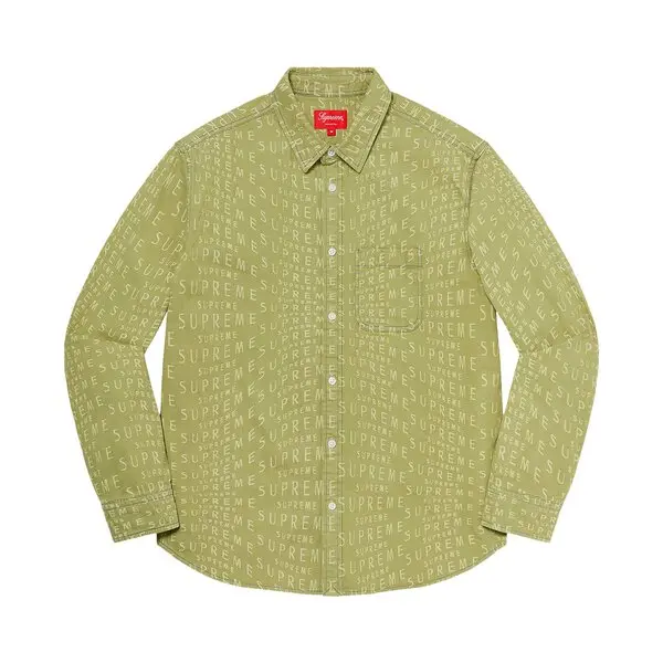 Supreme Wrap Jacquard Logos Denim Shirt 'sage - Green