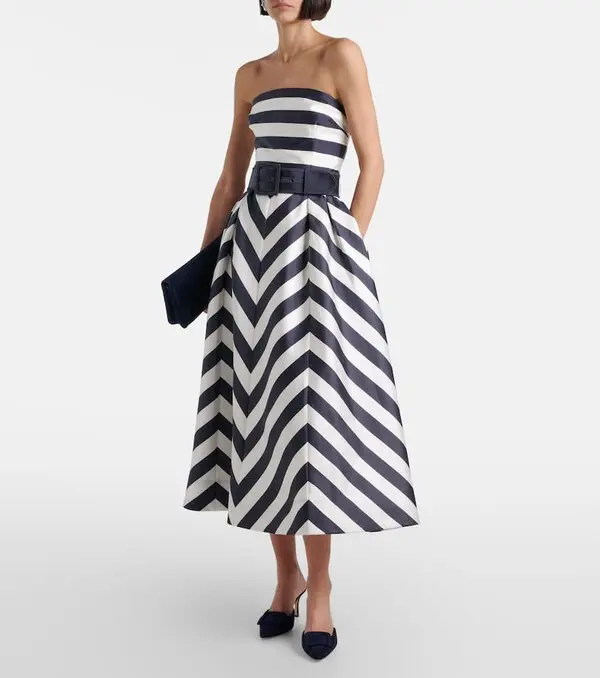 Rebecca Vallance Ariadne Striped Midi Dress