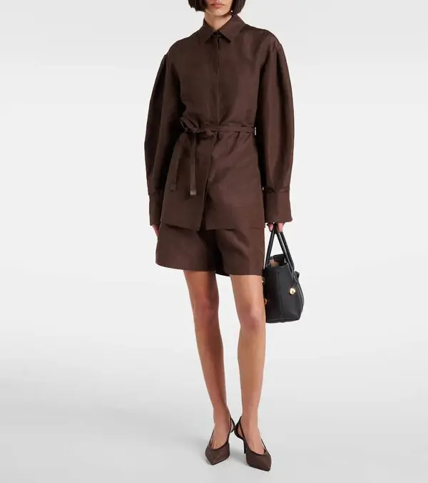 Max Mara Quebec Linen And Silk Shorts - Brown