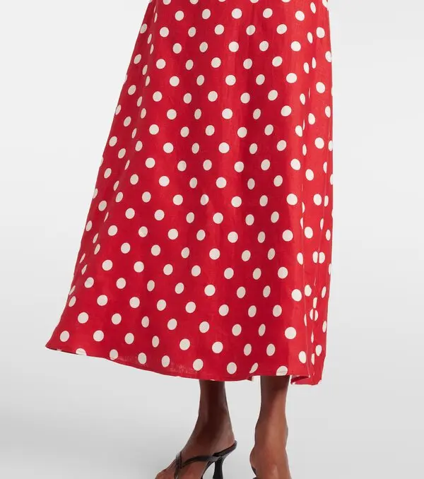Posse Lori Polka-dot Linen Maxi Dress - Red