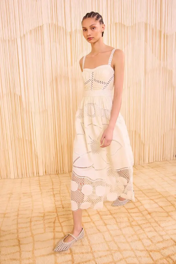 Ulla Johnson Juno Embroidered Linen Midi Dress