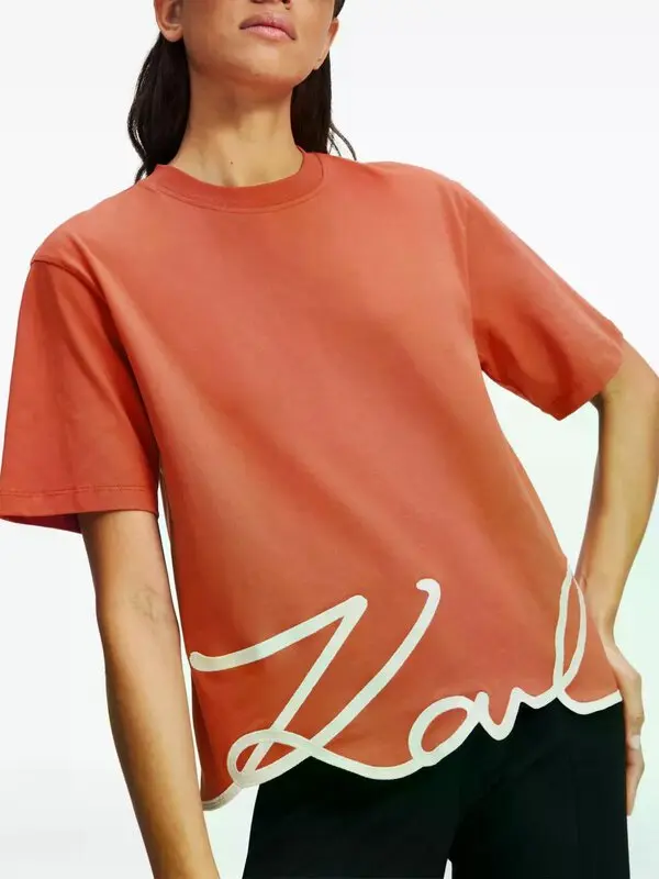 Karl Lagerfeld Signature-hem T-shirt - Orange