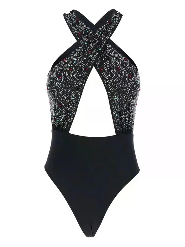 VENUJA Braided-straps One-piece Swimsuit - Black