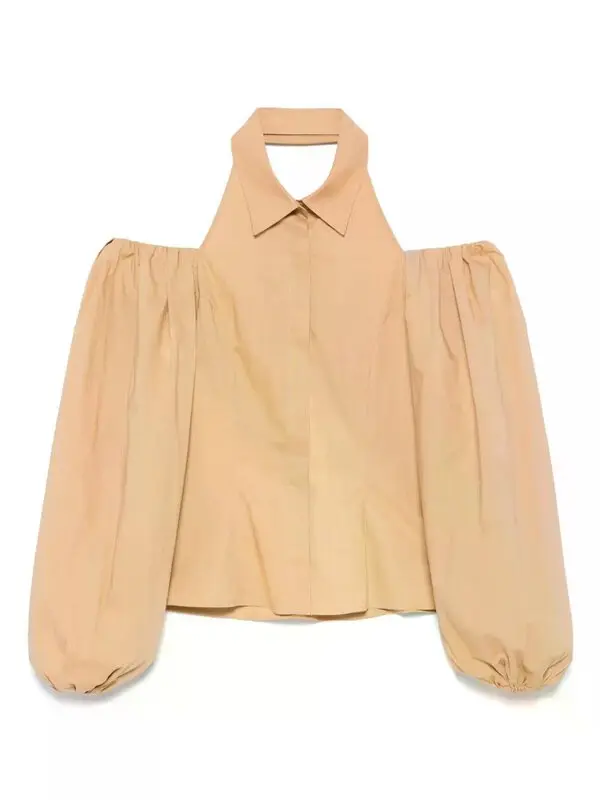MVP WARDROBE Off-shoulder Shirt - Brown